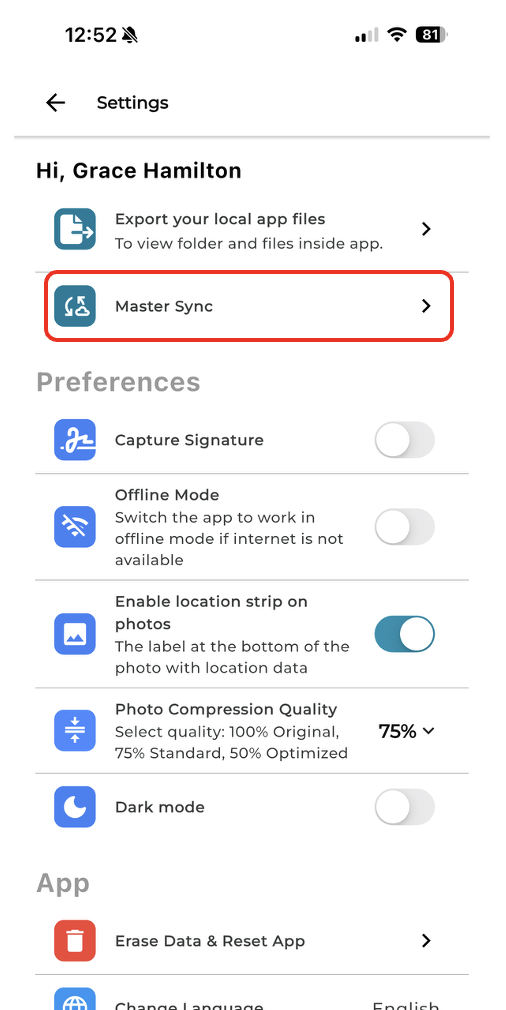 Sync Button and Uploading Data – QNOPY Guide